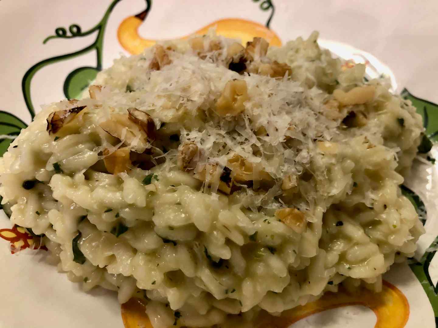 Risotto with Basil, Walnuts, and Parmesan – Cooking from Books